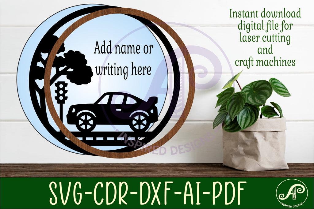 Car layered personalized name wall art sign, SVG file - So Fontsy