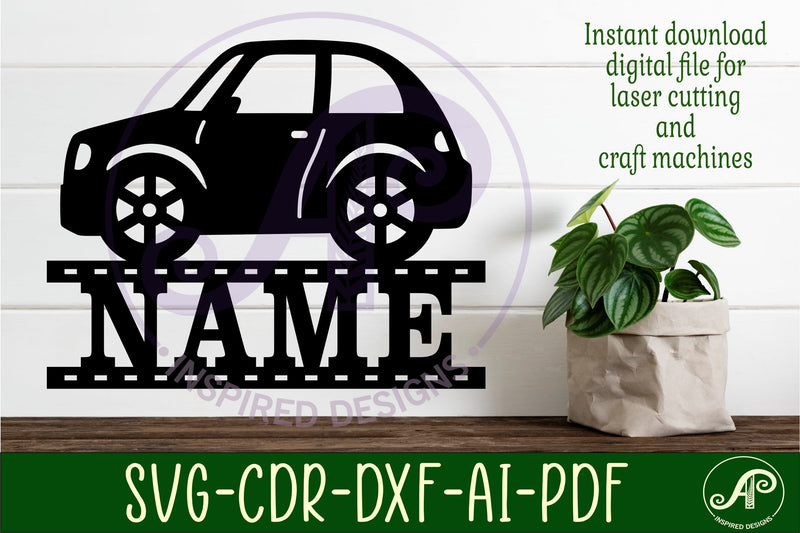 Car name sign svg laser cut file - So Fontsy