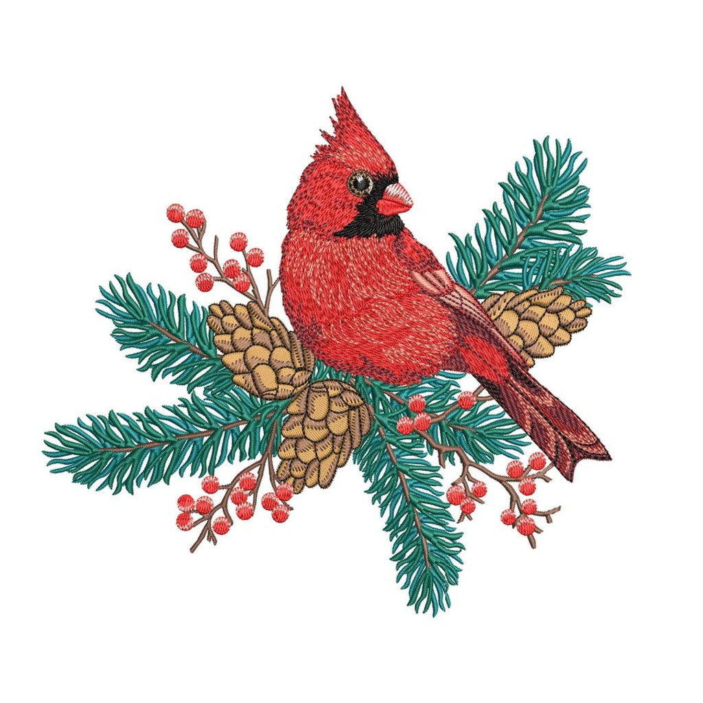 Cardinal Embroidery Design, Christmas Machine Embroidery Design, 3 ...