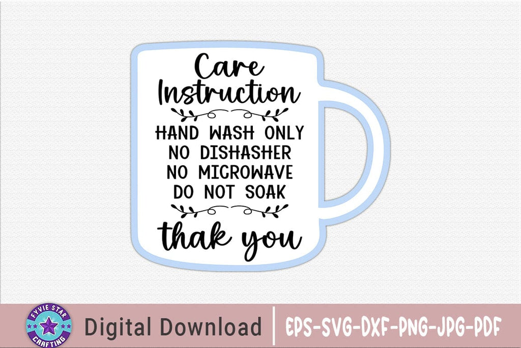 Care Instruction Mug SVG Design - So Fontsy