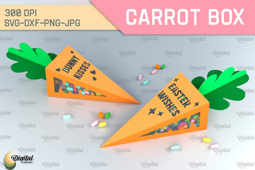 Carrot Box SVG Bundle. 3D Easter Gift Box Paper Cut - So Fontsy