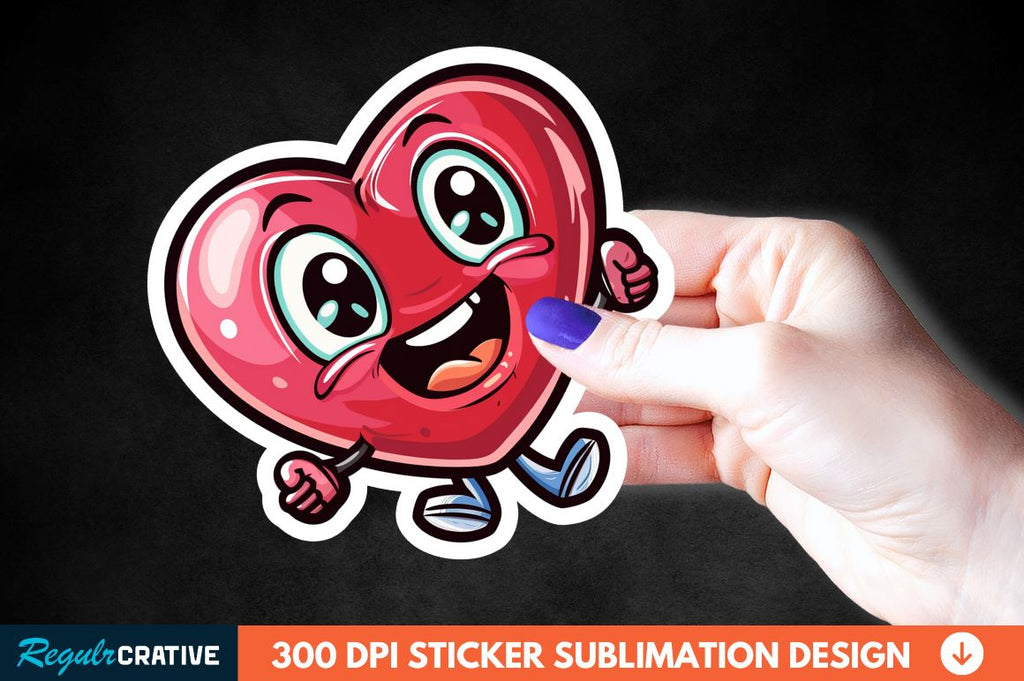 Cartoon Heart Sticker Clipart - So Fontsy