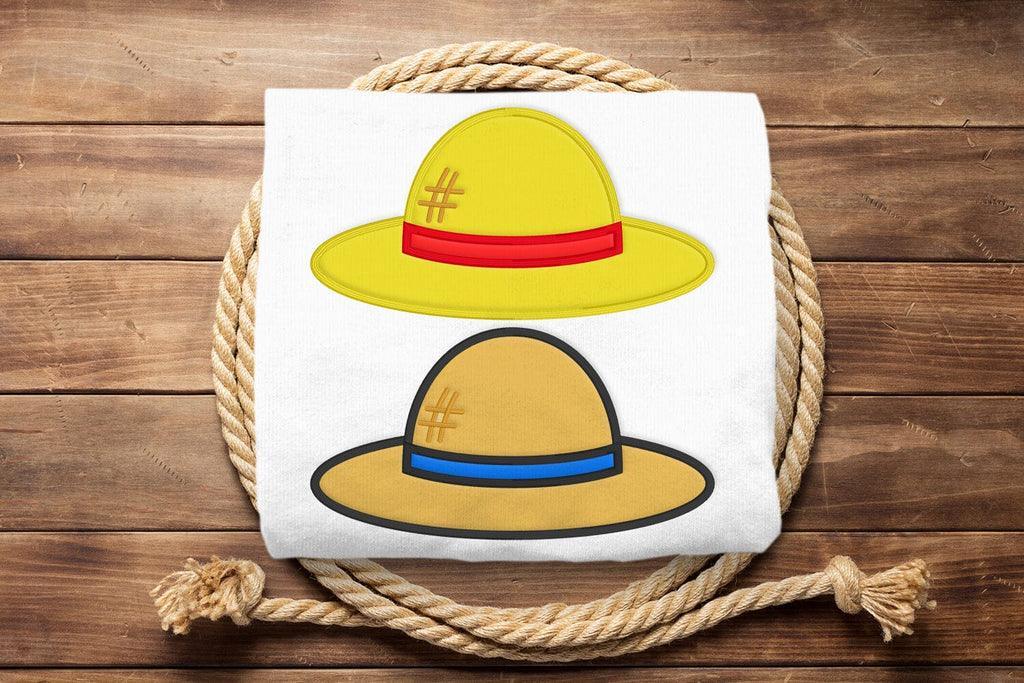 Cartoon Straw Hat Applique Embroidery - So Fontsy