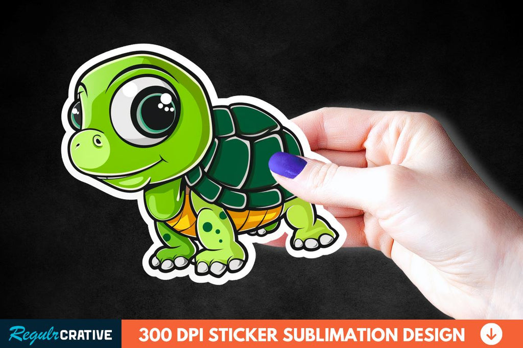 Cartoon Turtle Sticker Clipart - So Fontsy