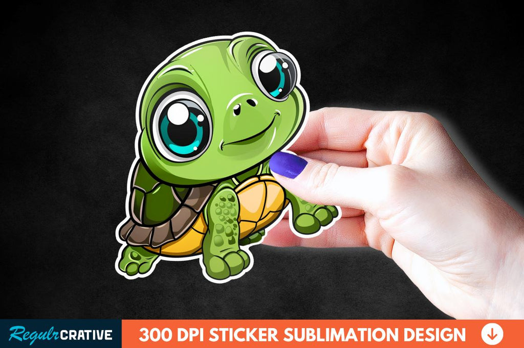 Cartoon Turtle Sticker Clipart - So Fontsy