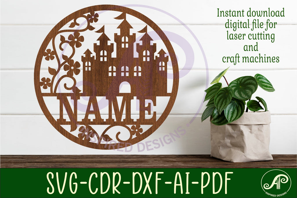 Castle name sign svg laser cut template - So Fontsy