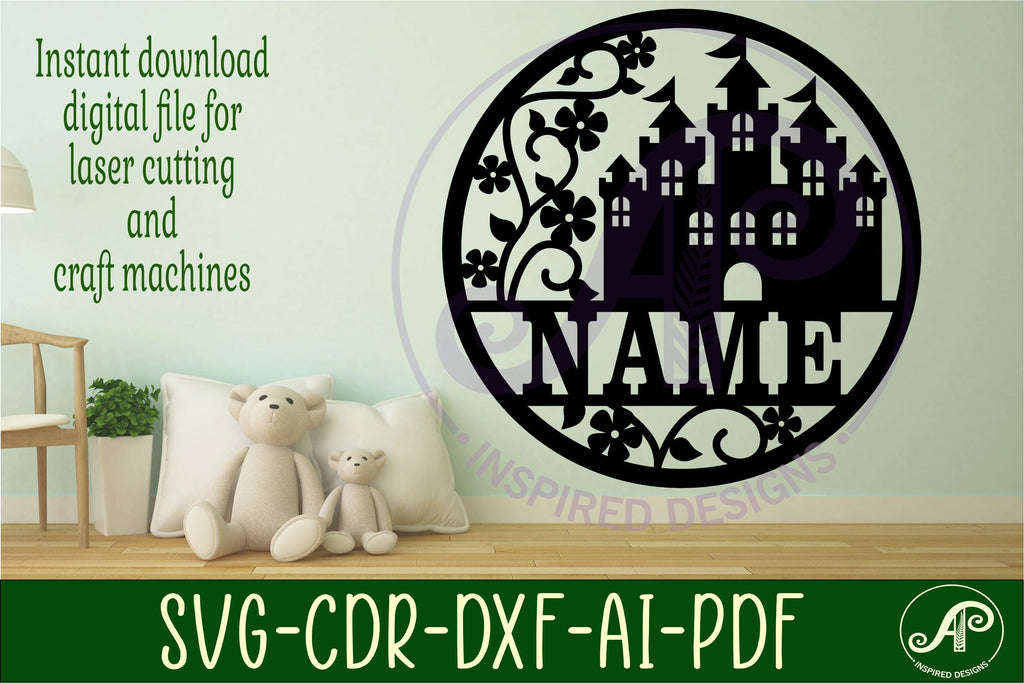 Castle name sign svg laser cut template - So Fontsy