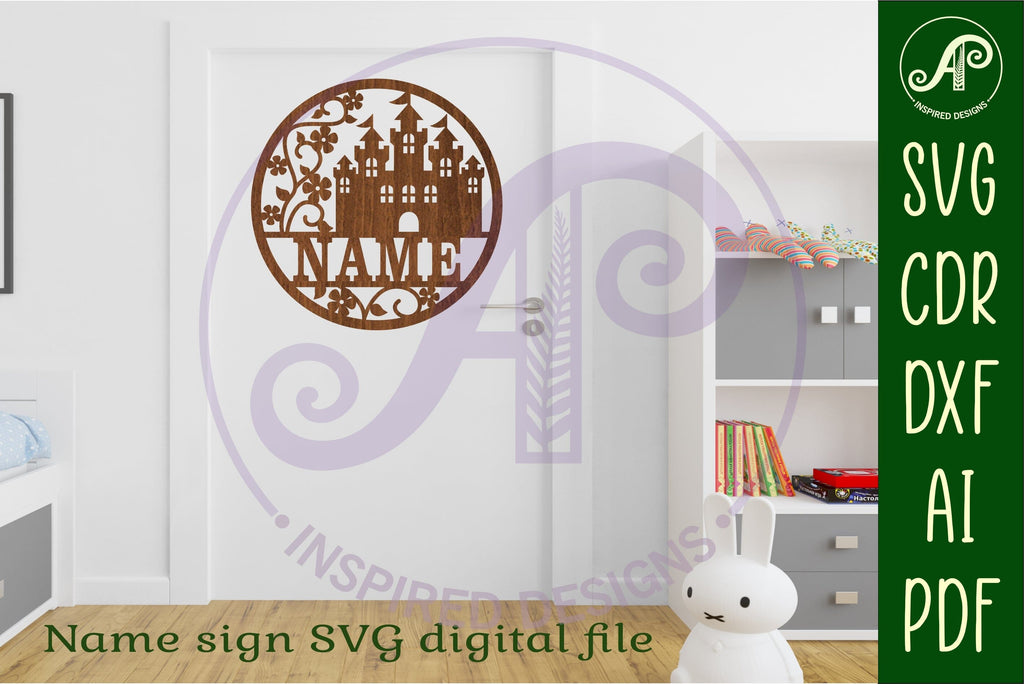 Castle name sign svg laser cut template - So Fontsy