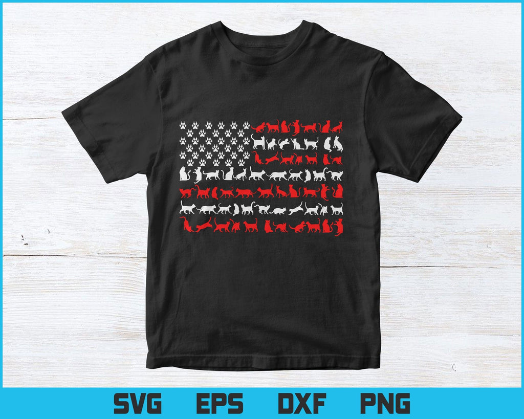 Cat American Flag USA Paws Patriotic Svg Png Files, Patriotic Cat ...