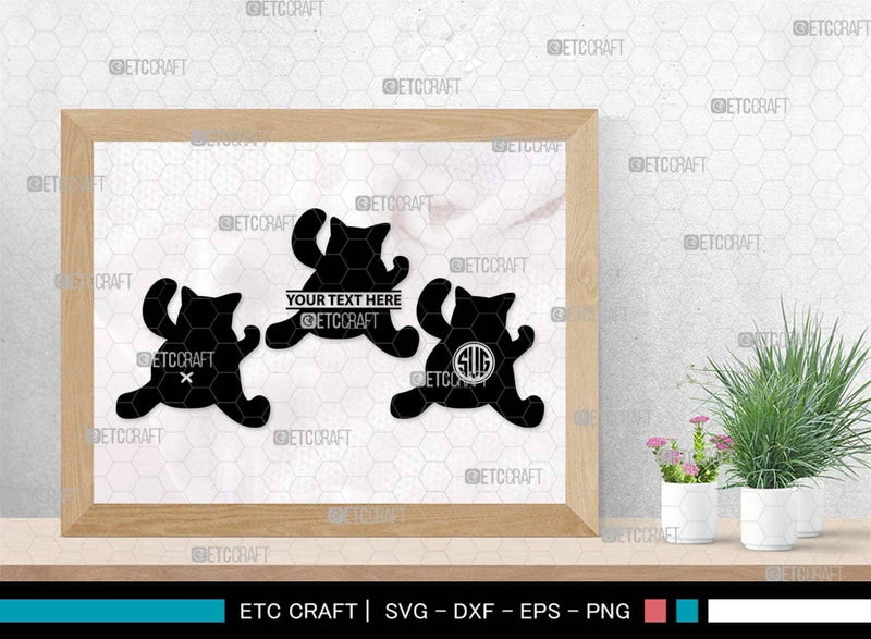 Cat Butt Monogram, Cat Butt Silhouette, Cat Butt SVG, Pet Svg, Meow Svg ...