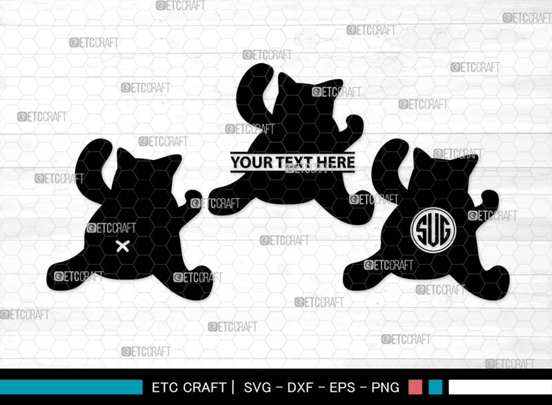 Cat Butt Monogram, Cat Butt Silhouette, Cat Butt SVG, Pet Svg, Meow Svg ...