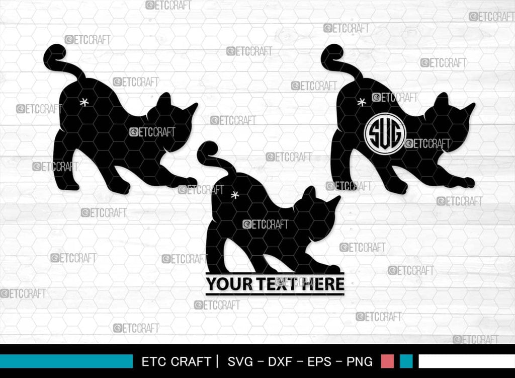 Cat Butt Monogram, Cat Butt Silhouette, Cat Butt SVG, Pet Svg, Meow Svg ...