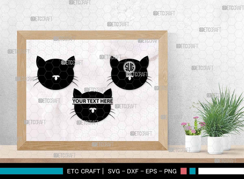 Cat Head Monogram, Cat Head Silhouette, Cat Head SVG, Head Svg, Pet Svg ...