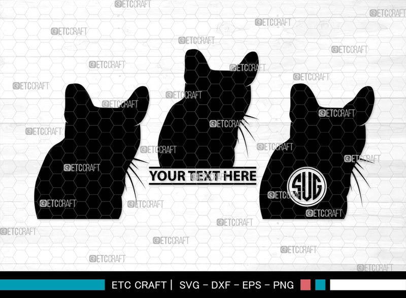 Cat Head Monogram, Cat Head Silhouette, Cat Head SVG, Head Svg, Pet Svg ...