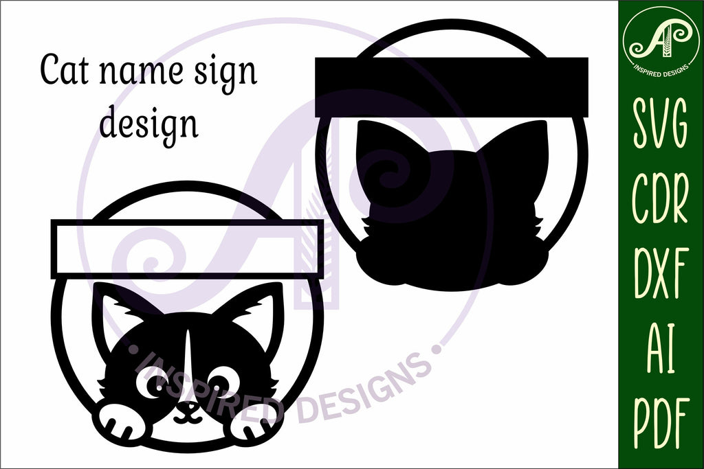 Cat name sign svg laser cut template - So Fontsy
