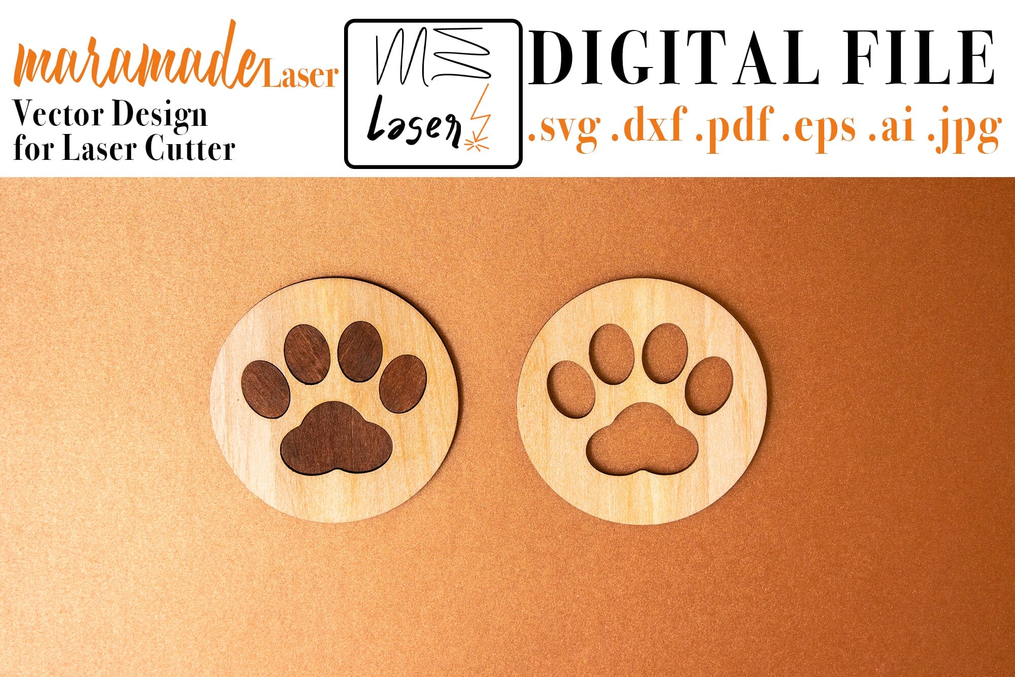 Cat Paw Coasters Digital Vector File for Laser Cutter. - So Fontsy