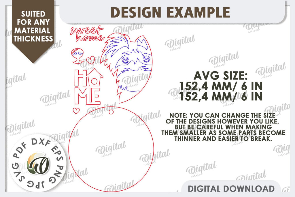 Cat Round Sign Laser Cut Design. Welcome Door Hanger SVG - So Fontsy
