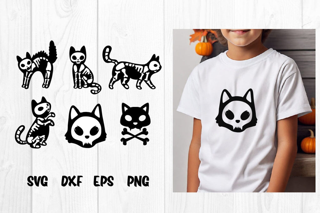 Cat skeleton svg, hallowen cat cute - So Fontsy