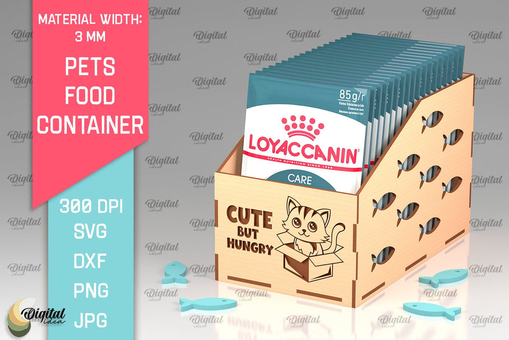 Cats Food Container Laser Cut. Pets Food Box SVG - So Fontsy