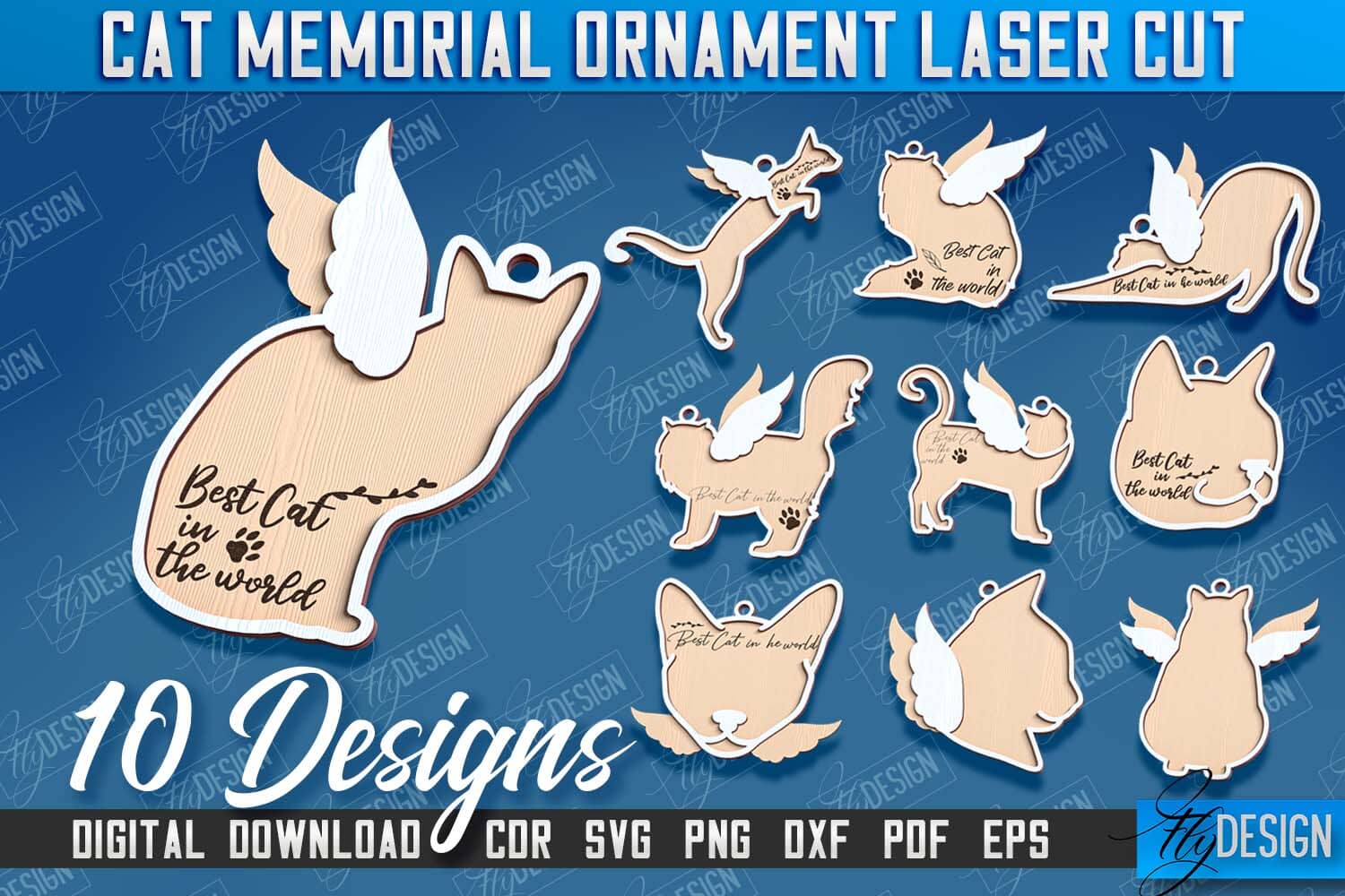 Cats Memorial Ornament Design Bundle | Cats Angels Wings | Cat ...