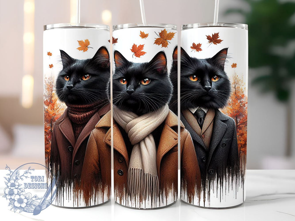 Cats Posing 20oz Skinny Tumbler, Cat Lovers Tumbler Png, Straight ...