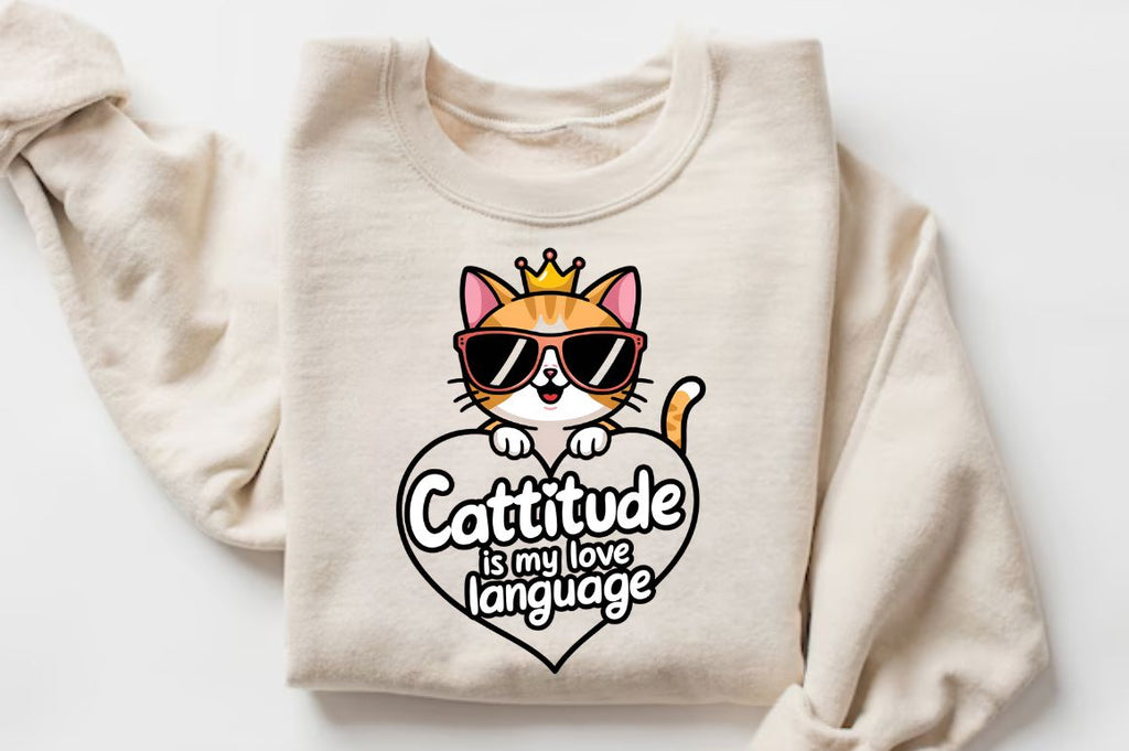 Cattitude is my love language Sublimation Design - So Fontsy