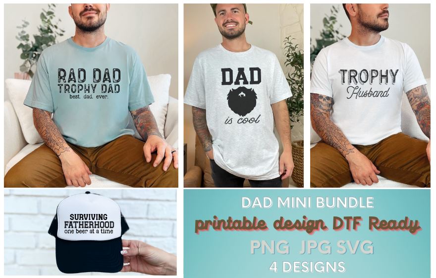 Celebrate Dad Mini Bundle Digital Designs DTF Transfer SVG PNG - So Fontsy