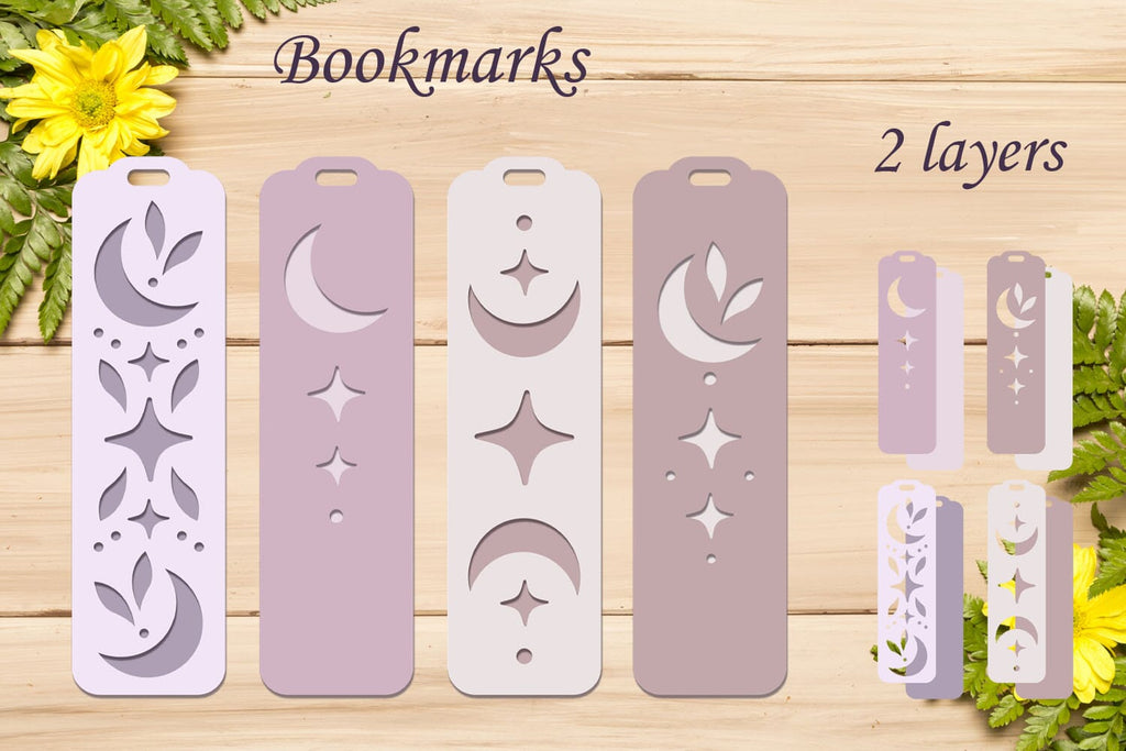 Celestial moon bookmarks svg layered, Magic bookmark laser cut - So Fontsy