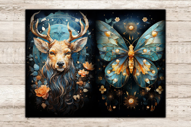 Celestial Moon Junk Journal Kit | Animals Printable Pages - So Fontsy