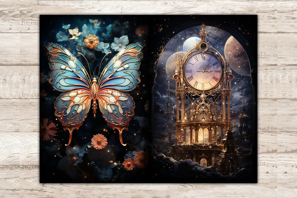 Celestial Moon Junk Journal Pages | Digital Collage Sheet - So Fontsy