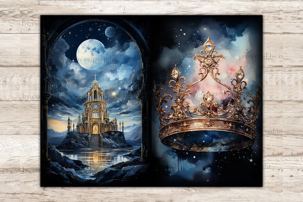 Celestial Moon Junk Journal Pages | Digital Collage Sheet - So Fontsy