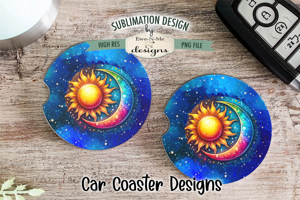 Celestial Sun and Moon - Wind Spinner Round Sublimation Design - So Fontsy