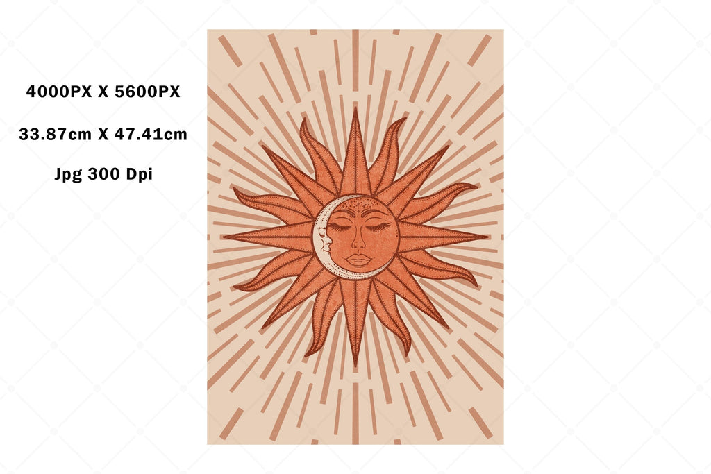 Celestial Sun & Moon Printable Art - So Fontsy