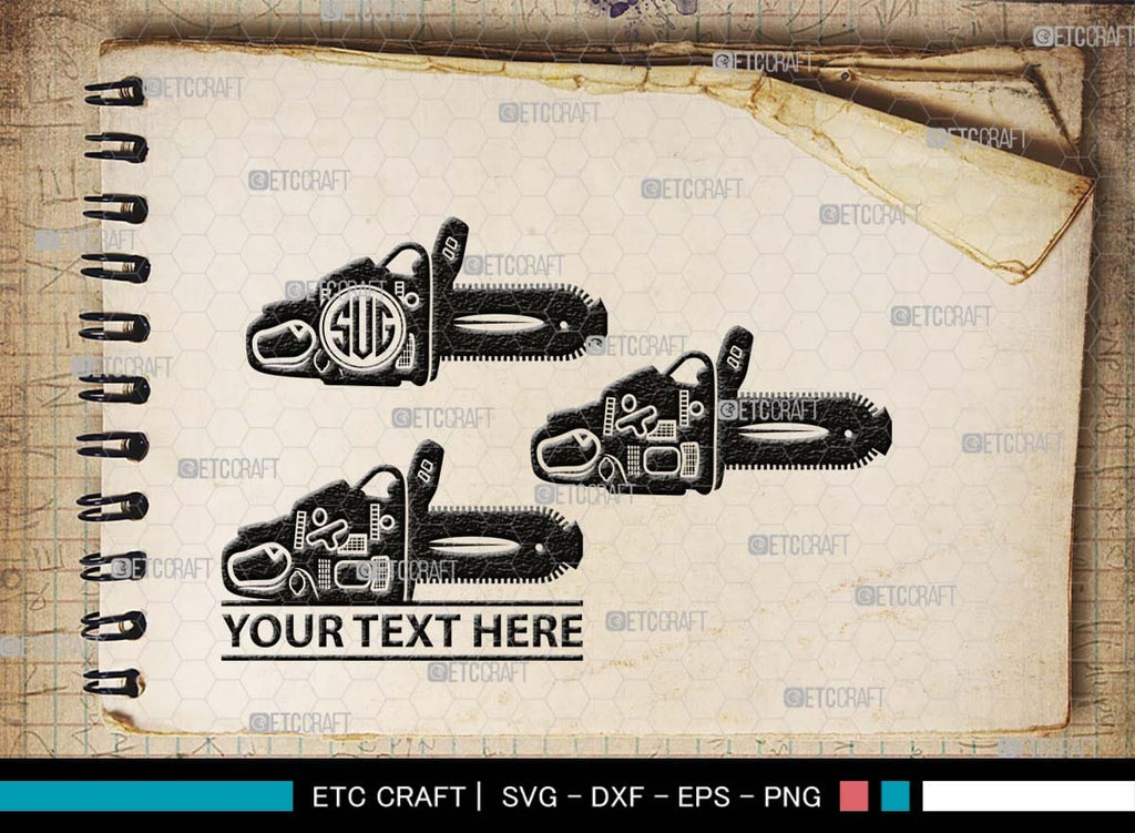 Chainsaw Monogram, Chainsaw Silhouette, Chainsaw SVG, Lumberjack Svg ...