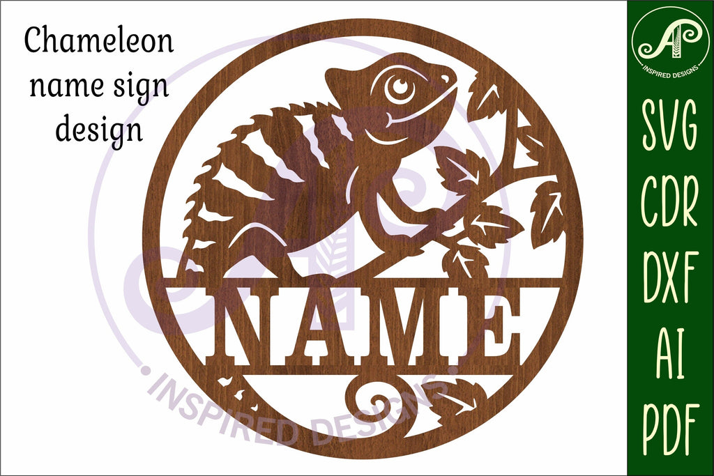 Chameleon name sign laser cut digital - So Fontsy