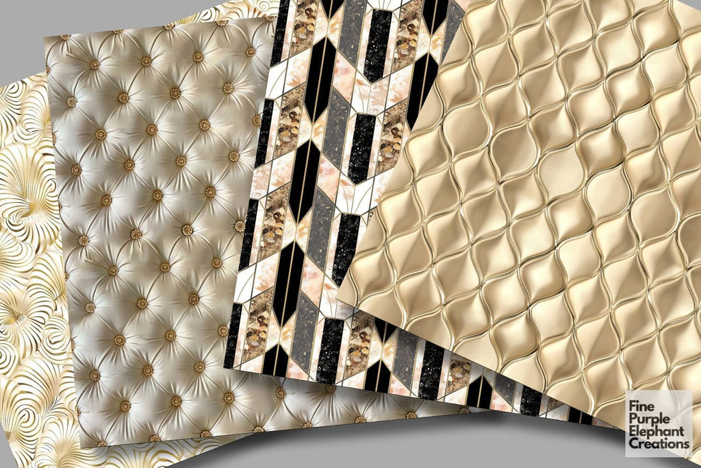 Champagne Gold Glam Digital Paper | Luxury Glitter Art Deco - So Fontsy
