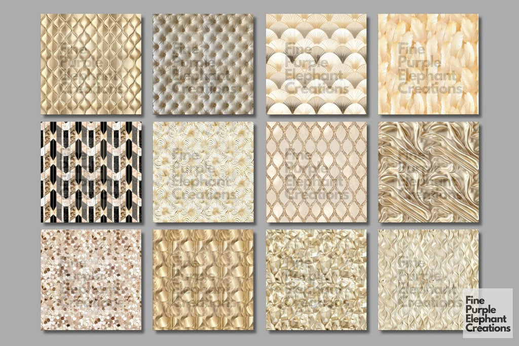 Champagne Gold Glam Digital Paper | Luxury Glitter Art Deco - So Fontsy