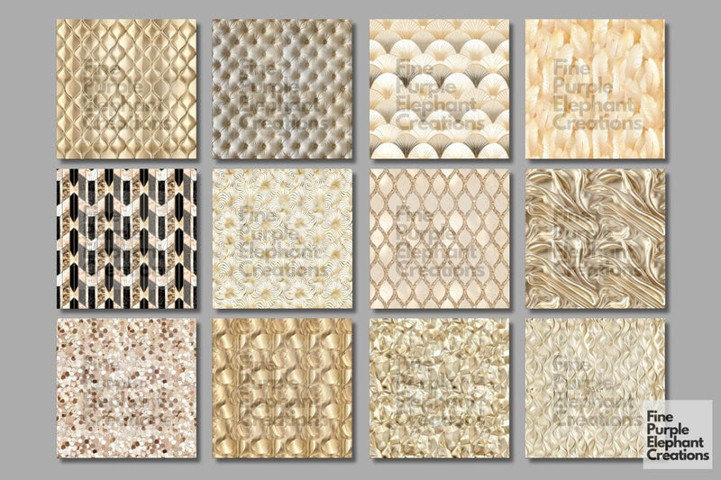 Champagne Gold Glam Digital Paper | Luxury Glitter Art Deco - So Fontsy