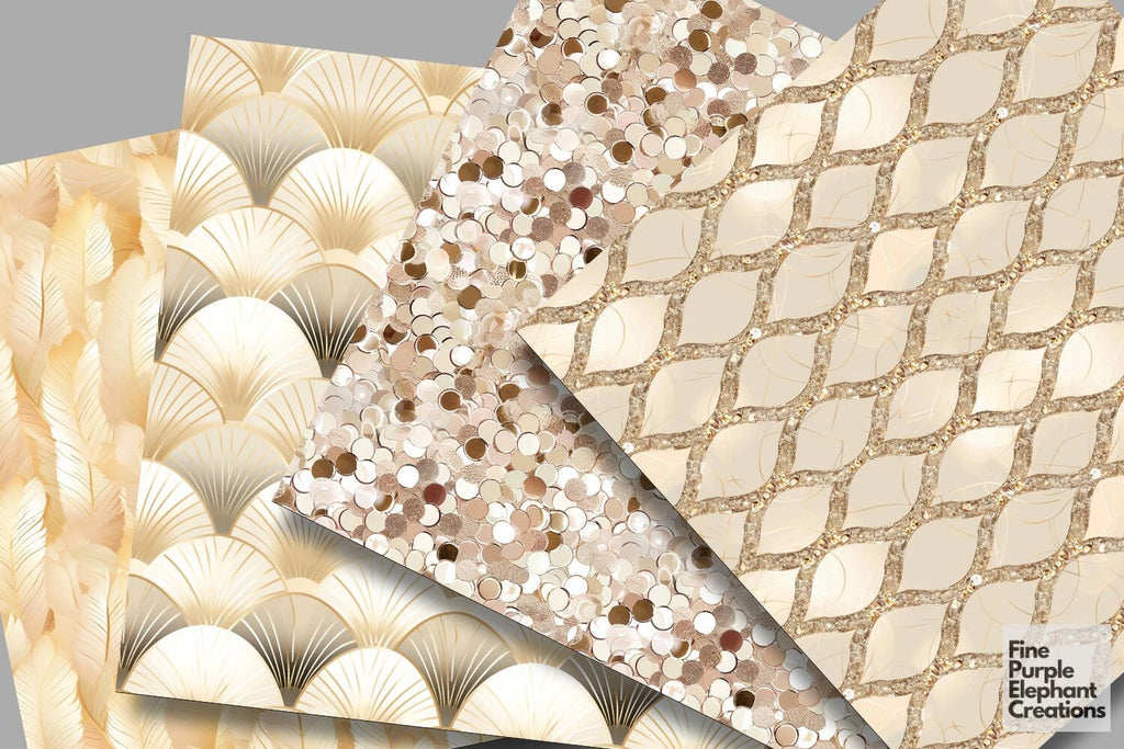 Champagne Gold Glam Digital Paper | Luxury Glitter Art Deco - So Fontsy