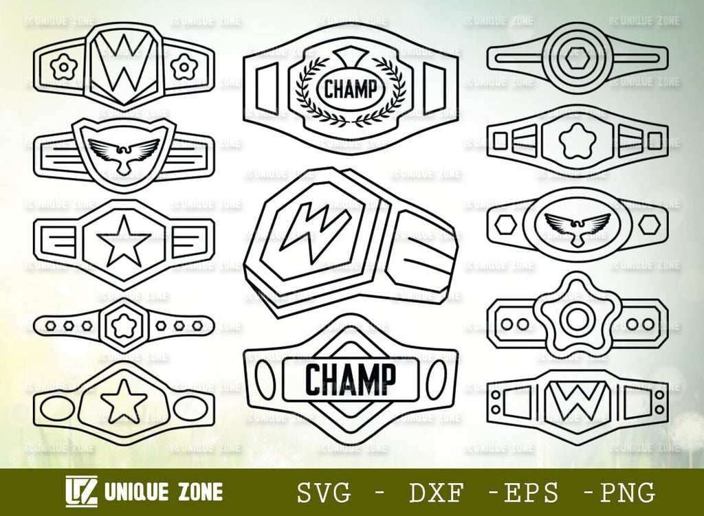 Championship Belt SVG-Champ Belt Outline Cut File Bundle - So Fontsy