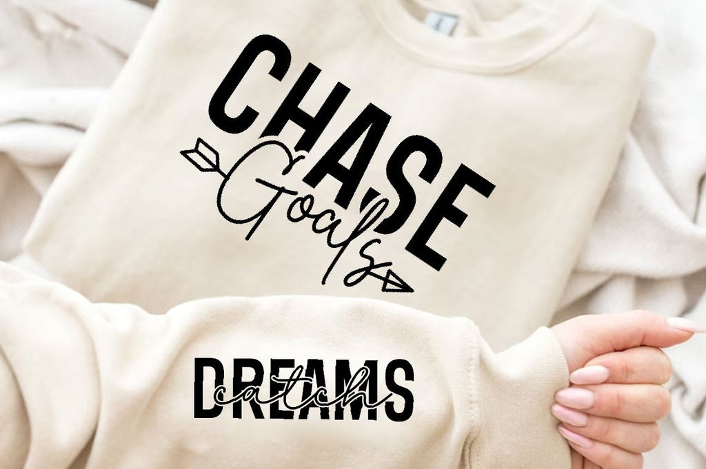 Chase Goals Sleeve SVG Design, Motivational Sleeve SVG - So Fontsy
