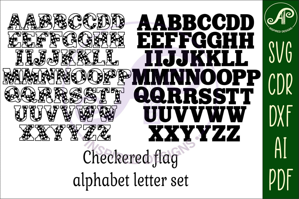 Checkered flag letters alphabet set x 52 - So Fontsy