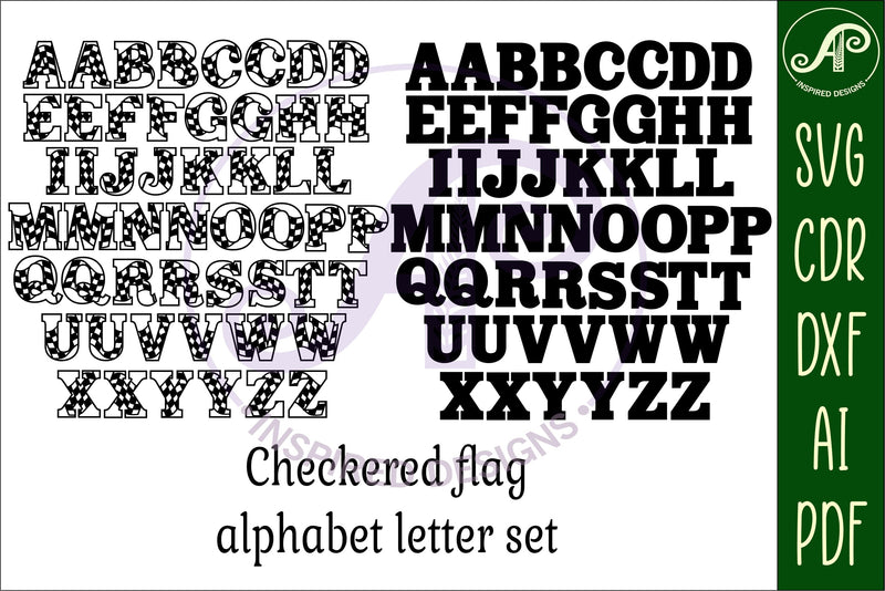 Checkered flag letters alphabet set x 52 - So Fontsy
