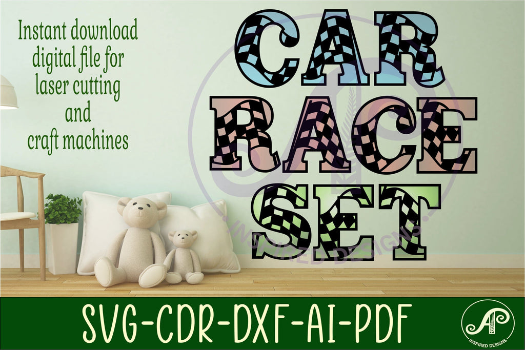 Checkered flag letters alphabet set x 52 - So Fontsy