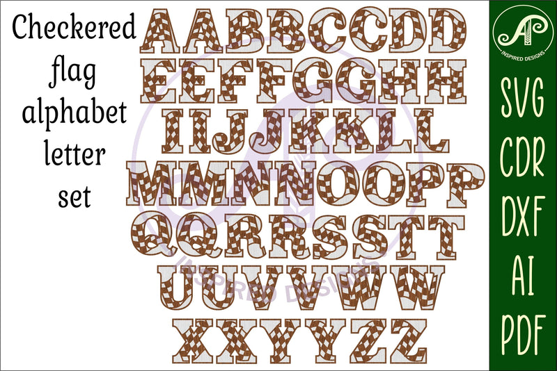 Checkered flag letters alphabet set x 52 - So Fontsy