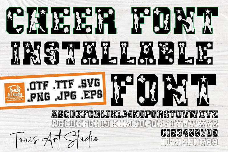 Cheer Varsity Font - SVG, OTF, TTF Files - Cheerleading Cut Files for ...