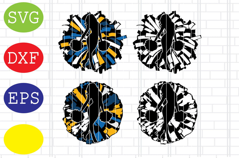 Cheerleader Svg, Cheerleading Vector, Cheer Pom Poms Cut Files, Sport ...