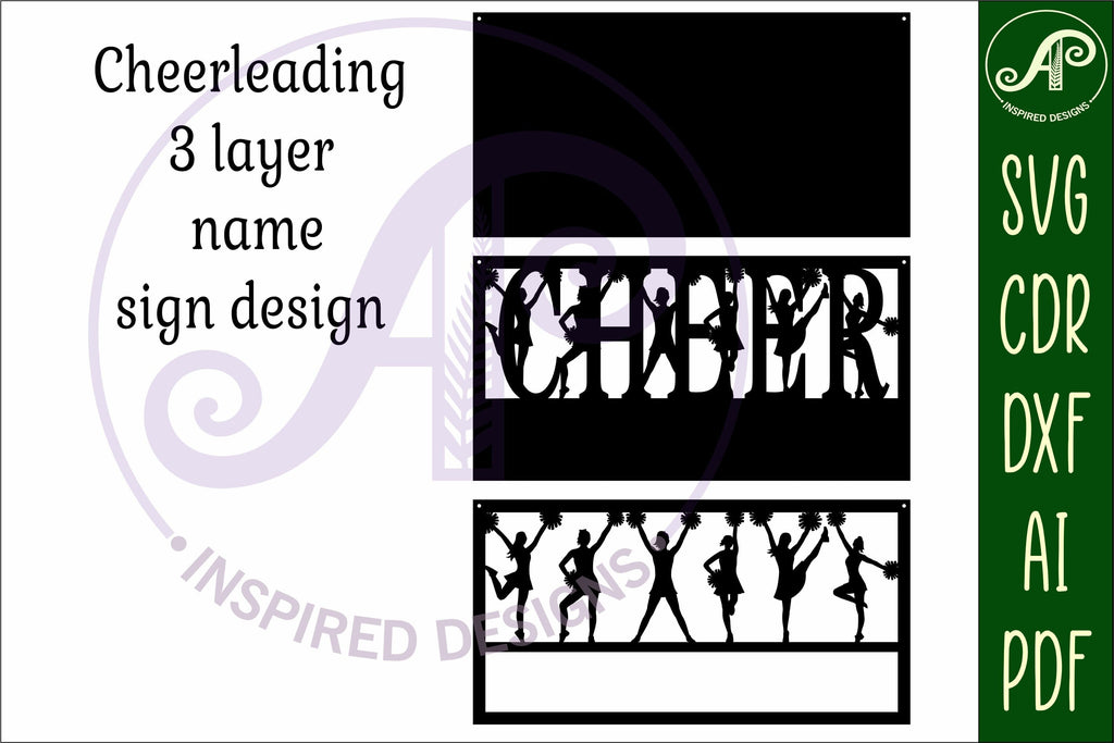Cheerleading name sign SVG 3 layer laser cut - So Fontsy
