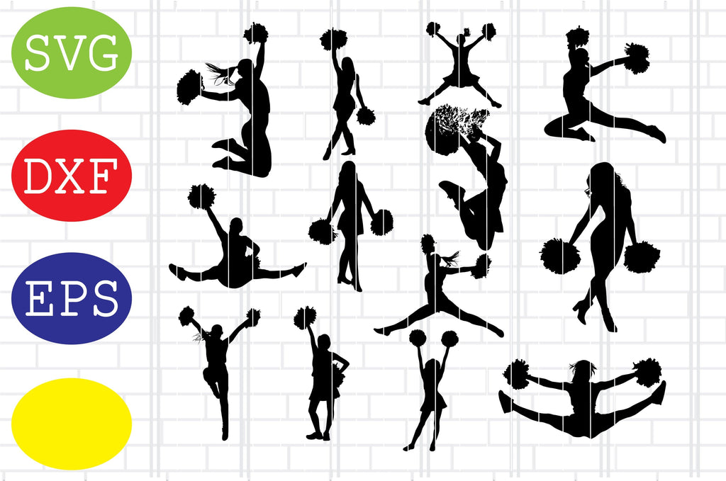Cheerleading sVG, Cheer Pom Poms Cut Files, Sport Svg, Jpg, Eps, Dxf ...