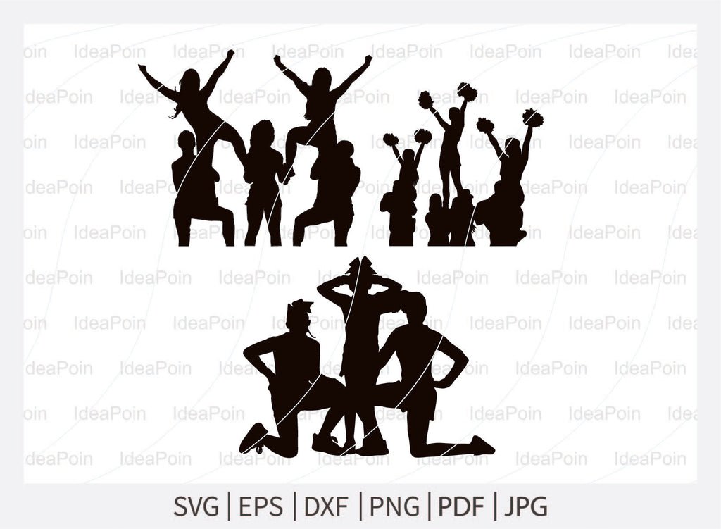 Cheerleading svg, Cheer Silhouette SVG Bundle, Pom Pom svg, Cheer Squad ...